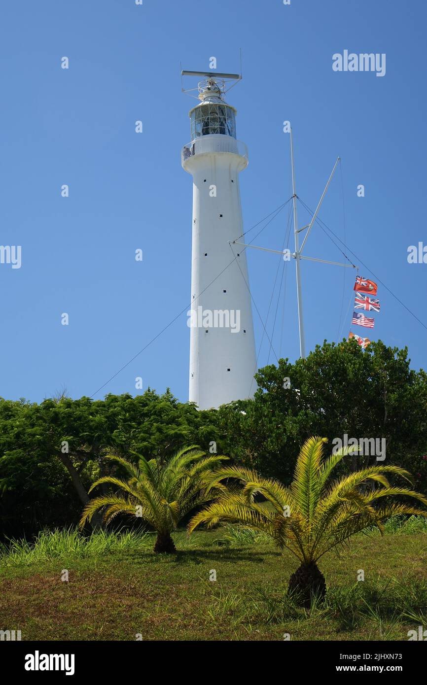 A vertical shot of a lighthouse against the blue sky, Cross Bay ...