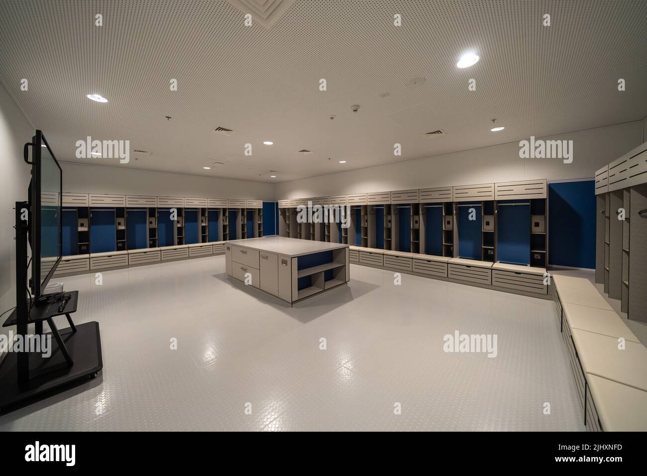 Teams changing rooms at Al Janoub Stadium in Wakrah, Qatar, one of the ...