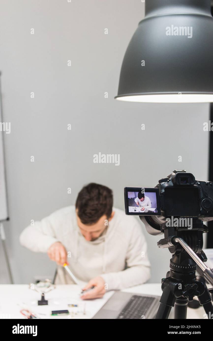 video tutorial creation filming backstage concept Stock Photo - Alamy