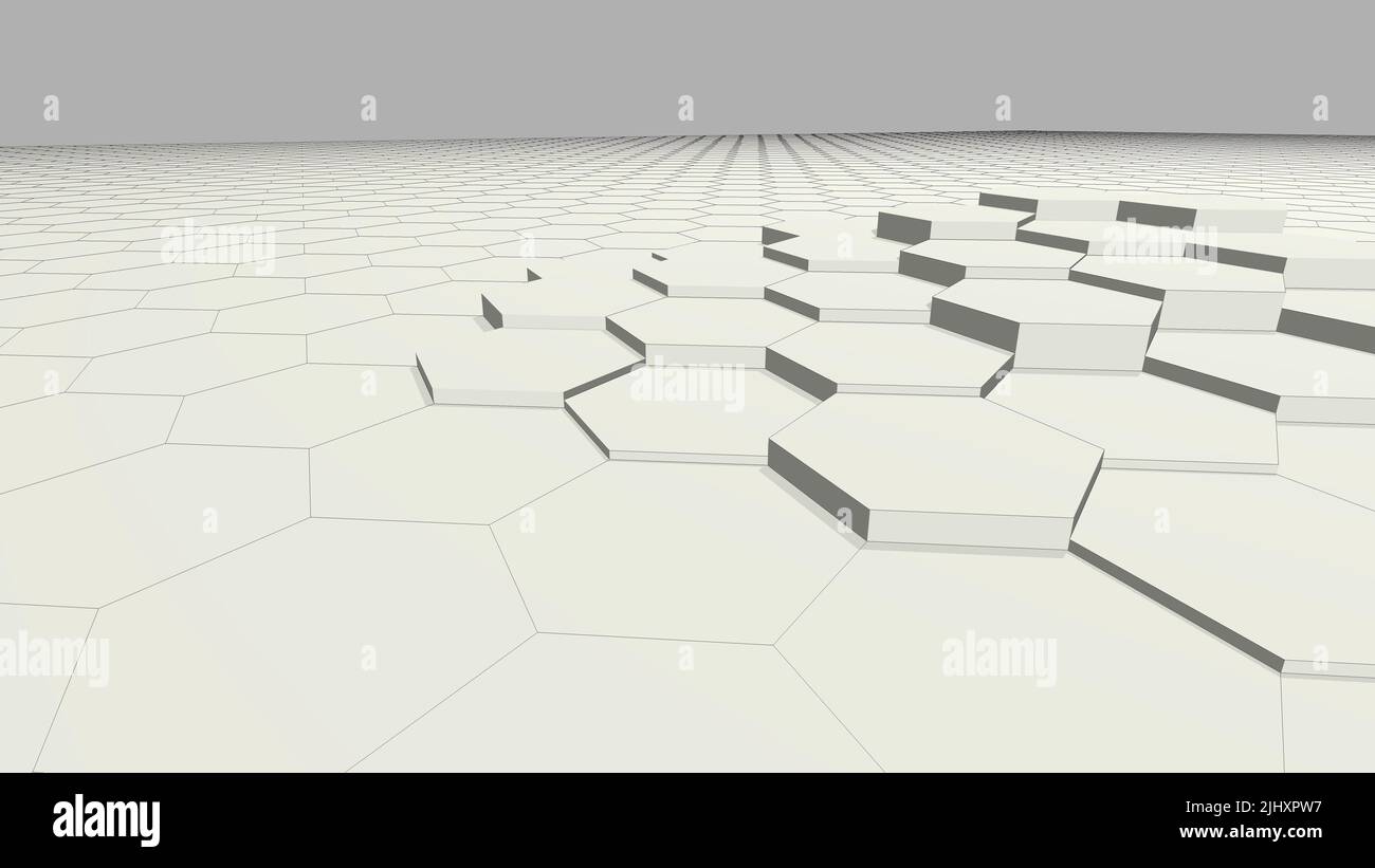 A digital hexagonal landscape, hexagonal elements with stages Stock ...