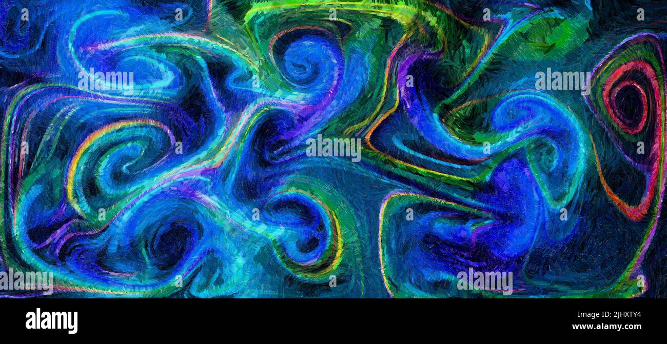 Digital render painterly styled patterns and smooth flowing lines and ...
