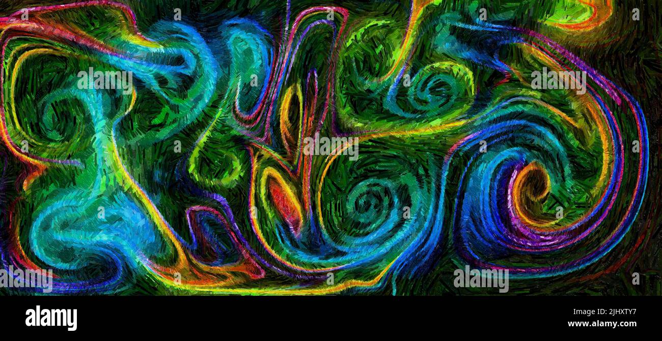 Digital render painterly styled patterns and smooth flowing lines and ...