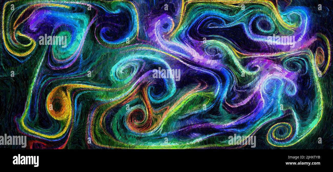 Digital render painterly styled patterns and smooth flowing lines and ...