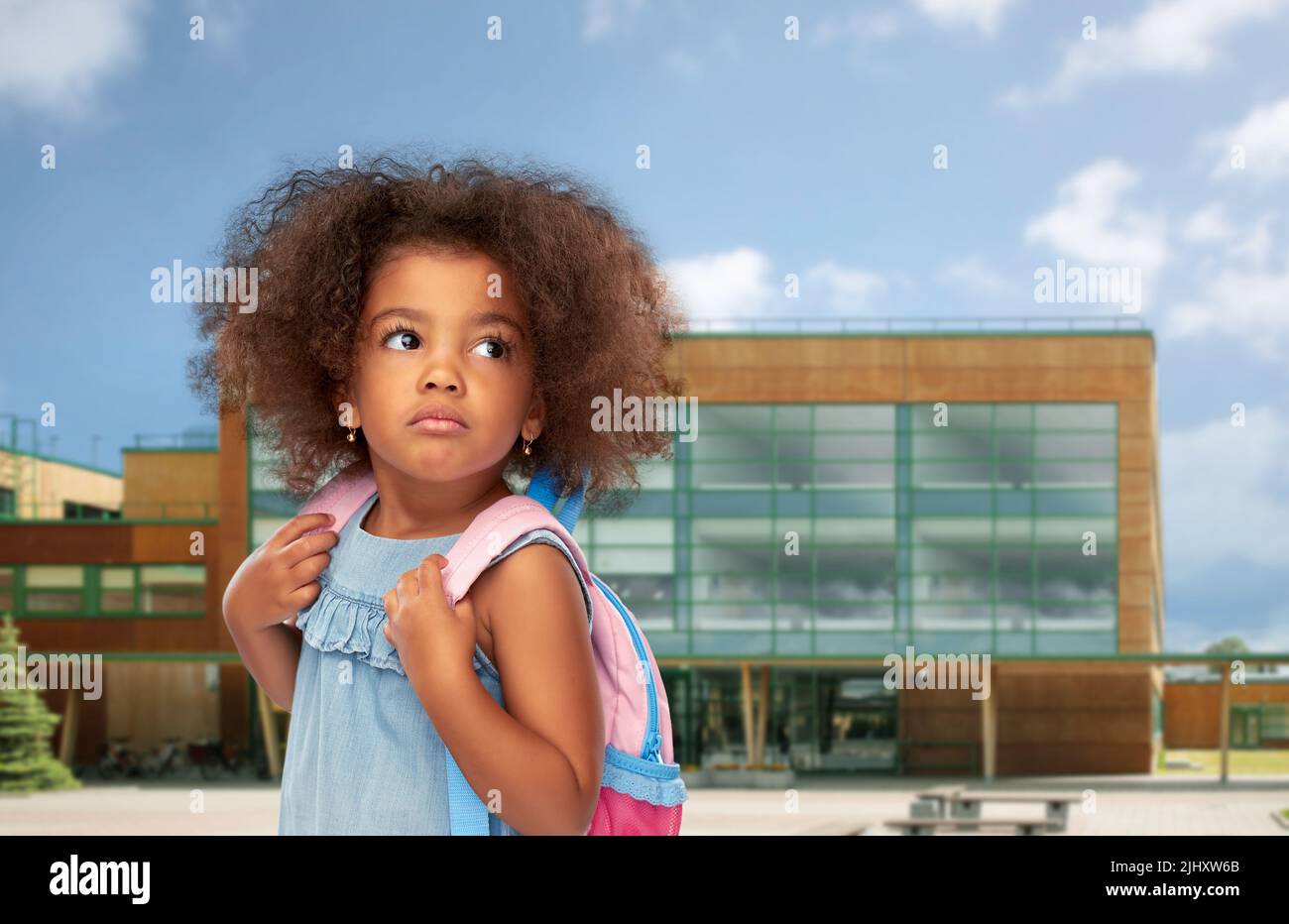 sad little african american girl with backpack Stock Photo - Alamy sad little african american girl with backpack Stock Photo - Alamy