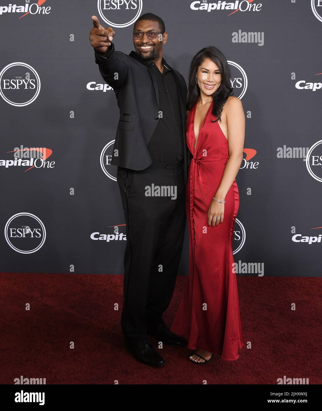 (L-R) Metta World Peace and Maya Sandiford Artest at the 2022 ESPYs ...