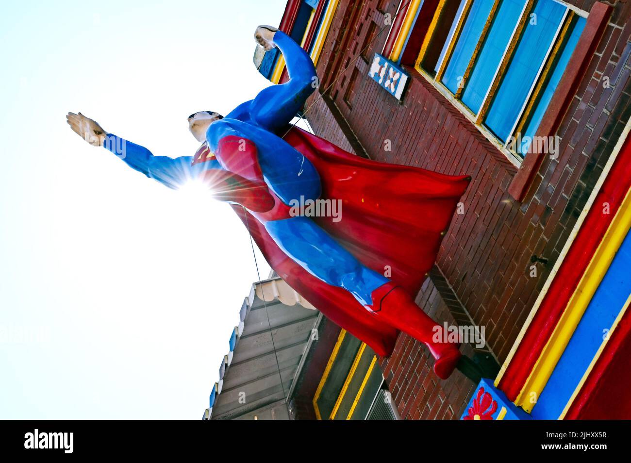 Superman statue at the Superman Museum in the historic district of ...