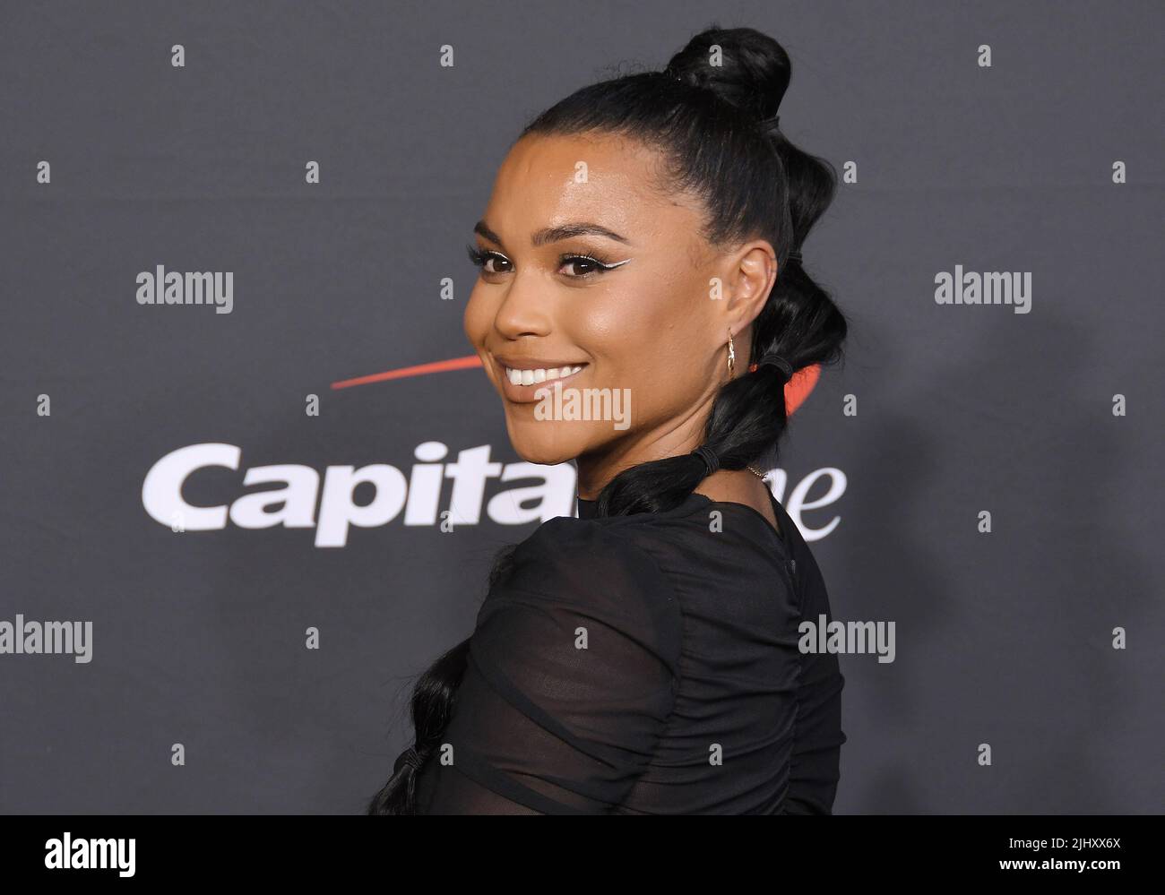 Morgan Mitchell arrives at the 2022 ESPYs held at the Dolby Theater in ...