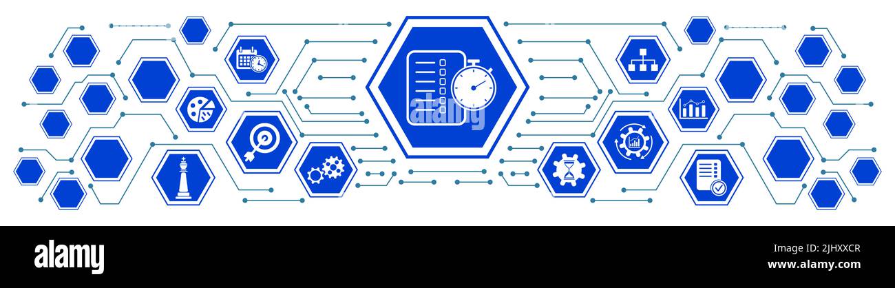 Concept of action plan with connected icons Stock Photo - Alamy