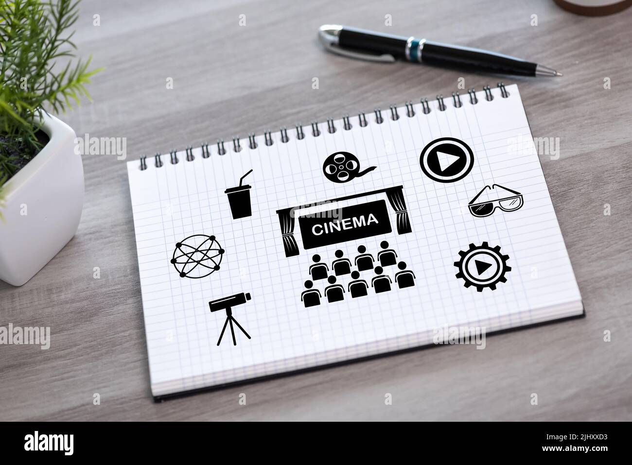 Cinema concept drawn on a notepad Stock Photo - Alamy