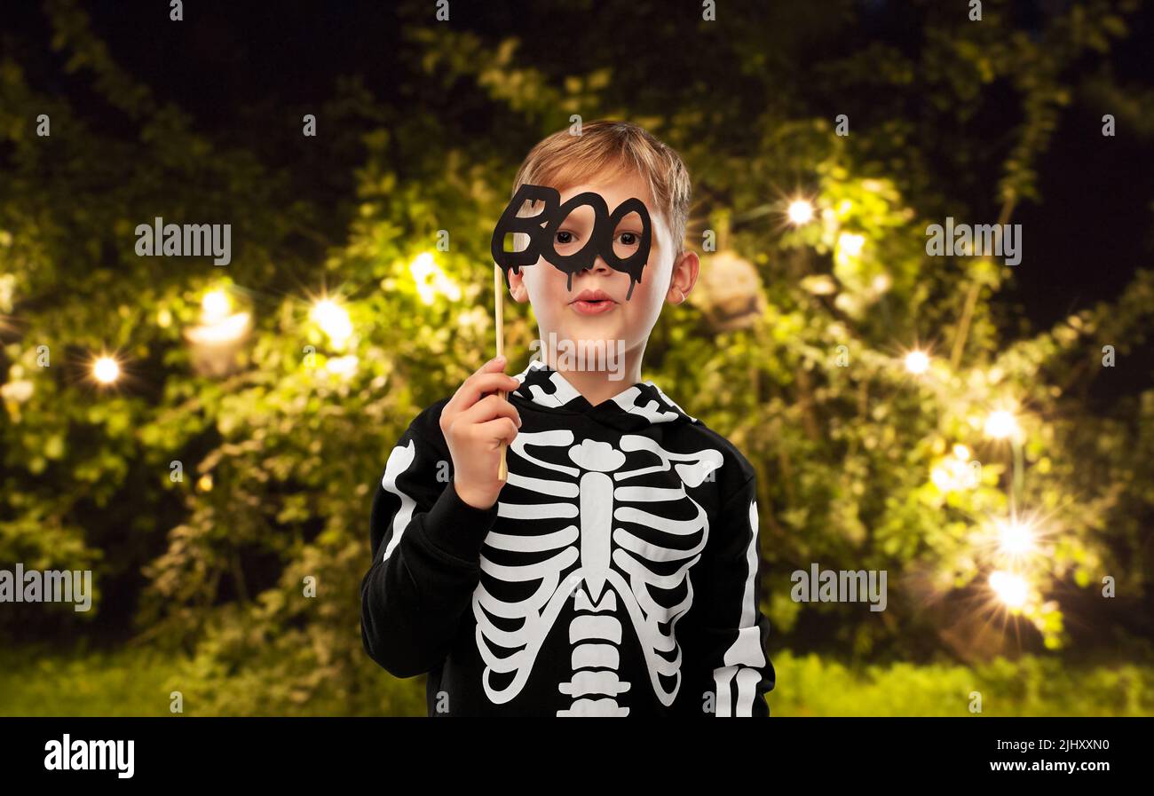 boy in halloween costume of skeleton making faces Stock Photo - Alamy