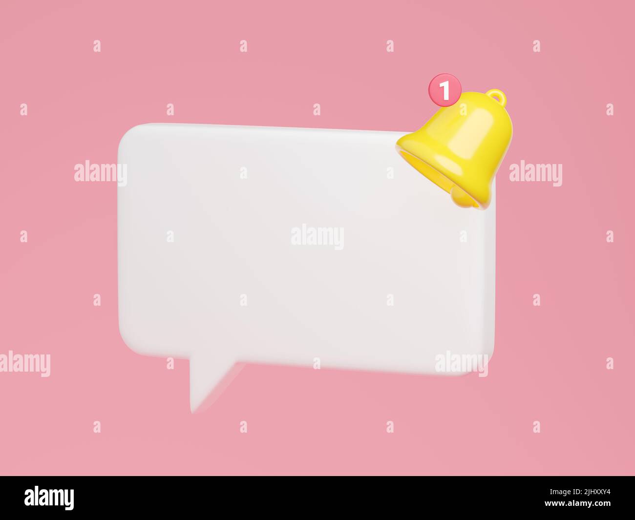 Notification bell icon 3d render - cute cartoon illustration of simple ...