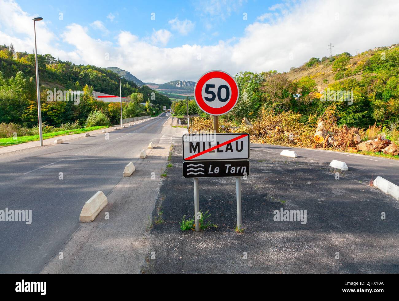 Millau France Road Sign . Highway in Millau town in the Aveyron ...