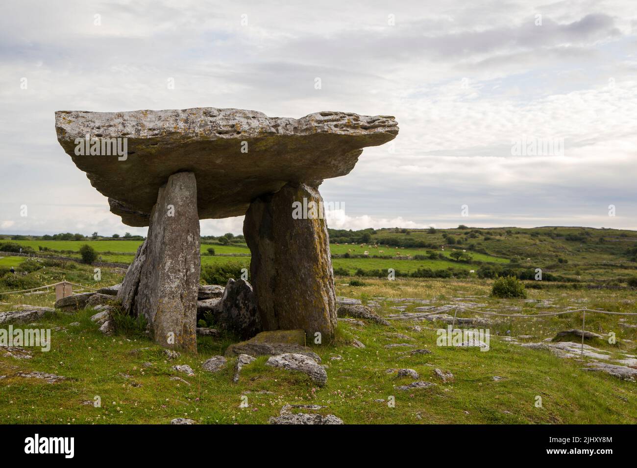 Neolithic tomb Poulnabrone Dolmen in Burren National Park in Ireland ...