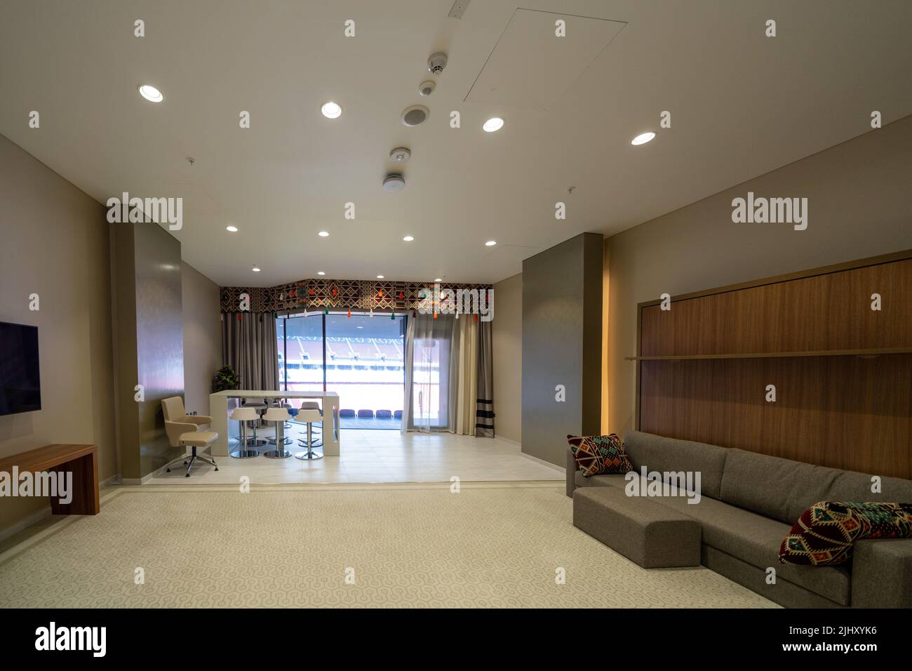 Hotel room Inside Al Bayt stadium in Al Khor, Qatar, one of the 8 ...