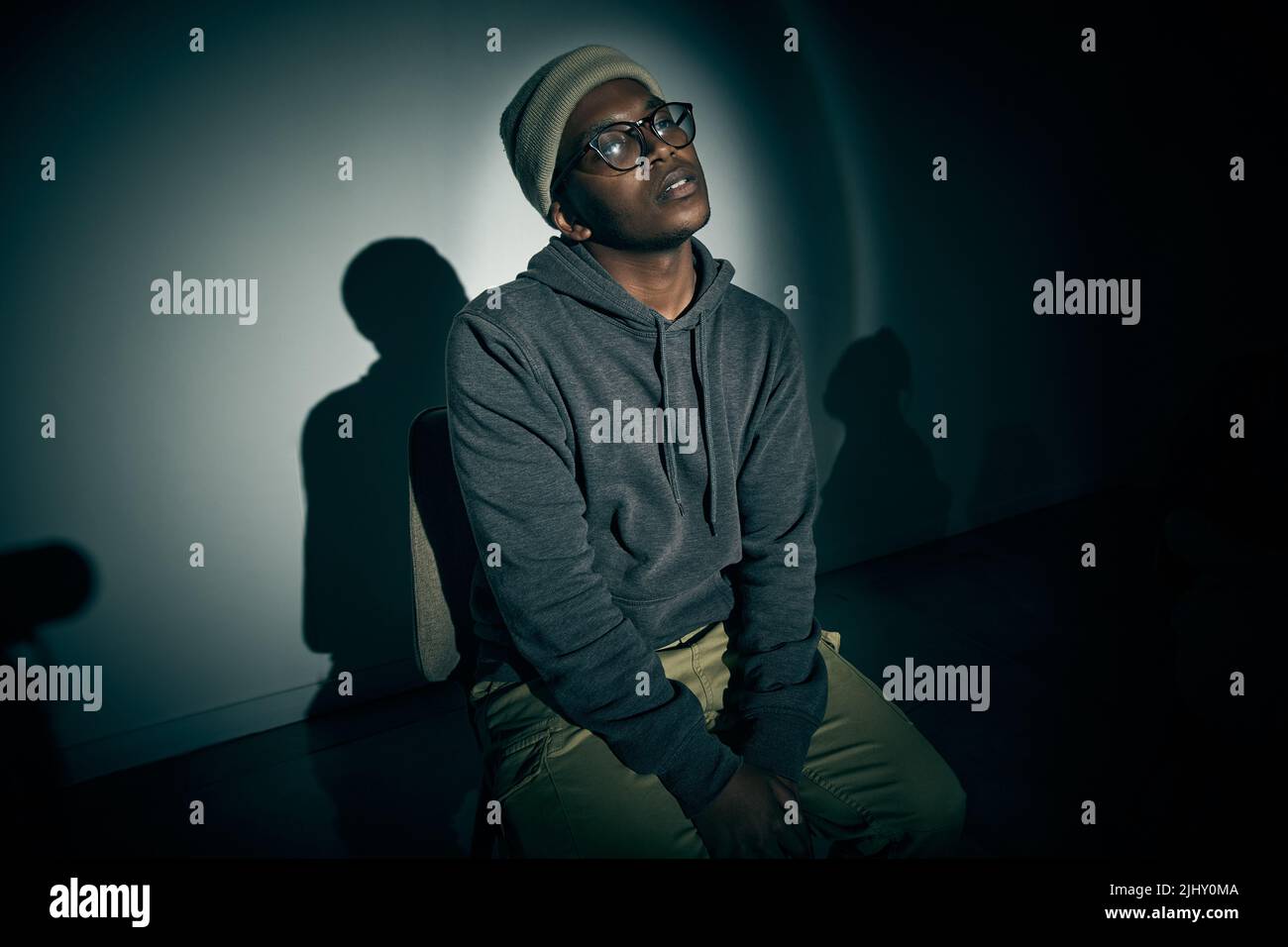 One African American male suffering mental illness in asylum. Black ...