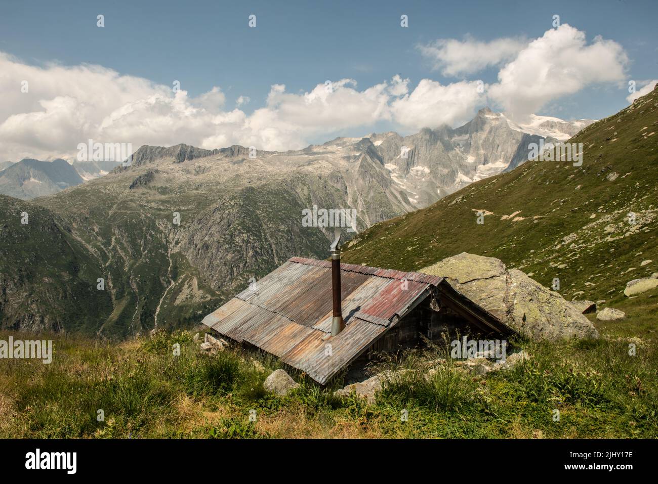 Barn on Swiss Alp Stock Photo - Alamy