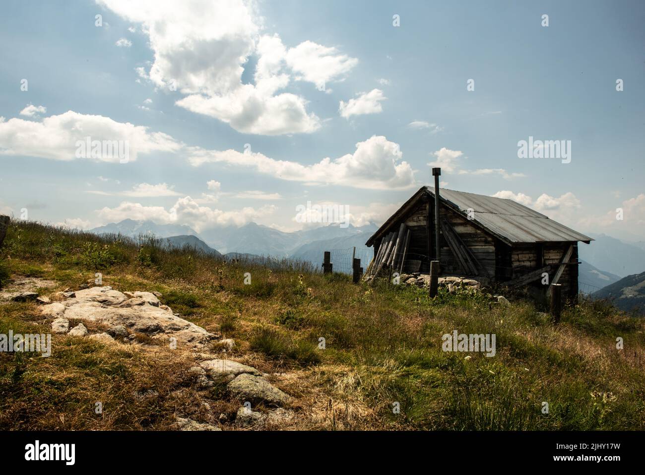 Barn on Swiss Alp Stock Photo - Alamy