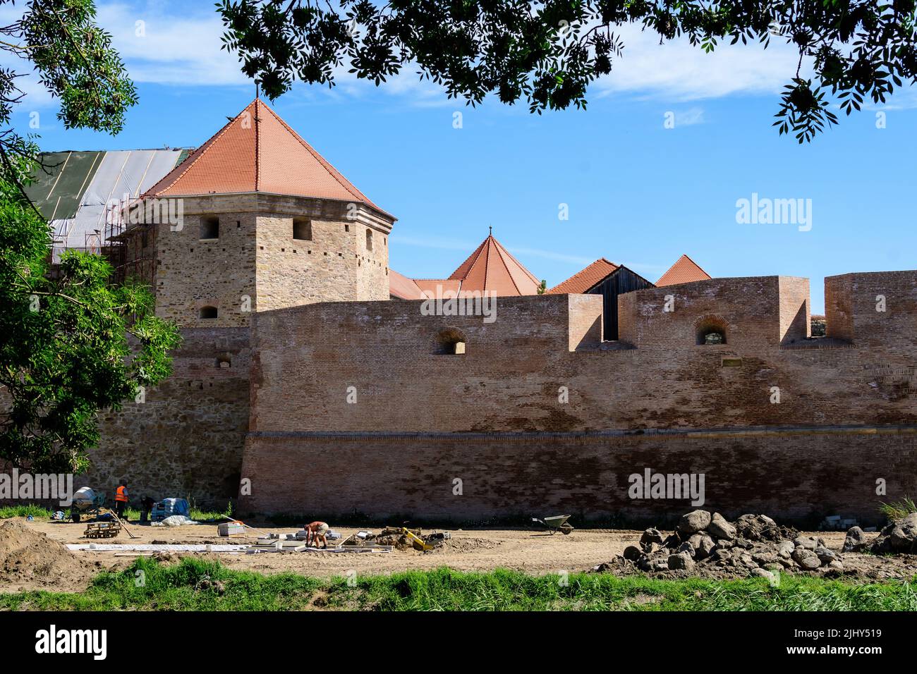 Renovated old historical buildings of Fagaras Fortress (Cetatea Fagaras ...