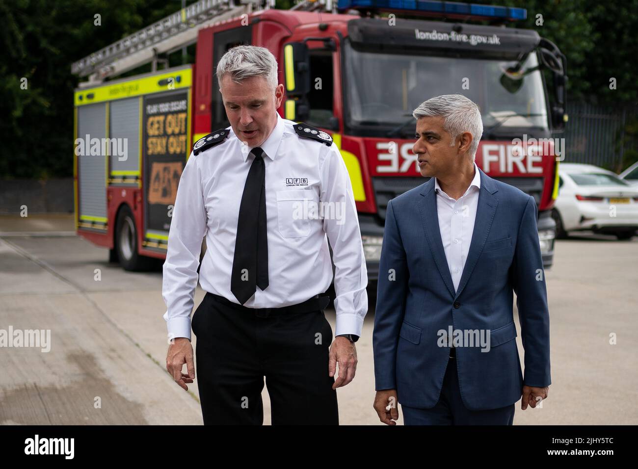 Mayor of London Sadiq Khan and the London Fire Commissioner, Andy Roe ...