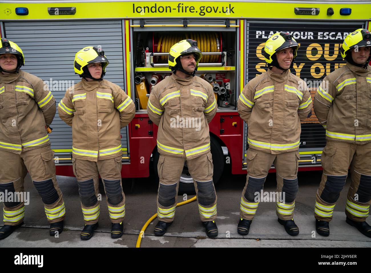 New London Fire Brigade recruits at a Fire station in East London ...