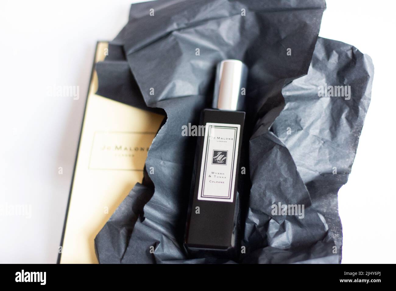 Poznan, Poland - 07.20.2022: Jo Malone perfume bottle on a white ...