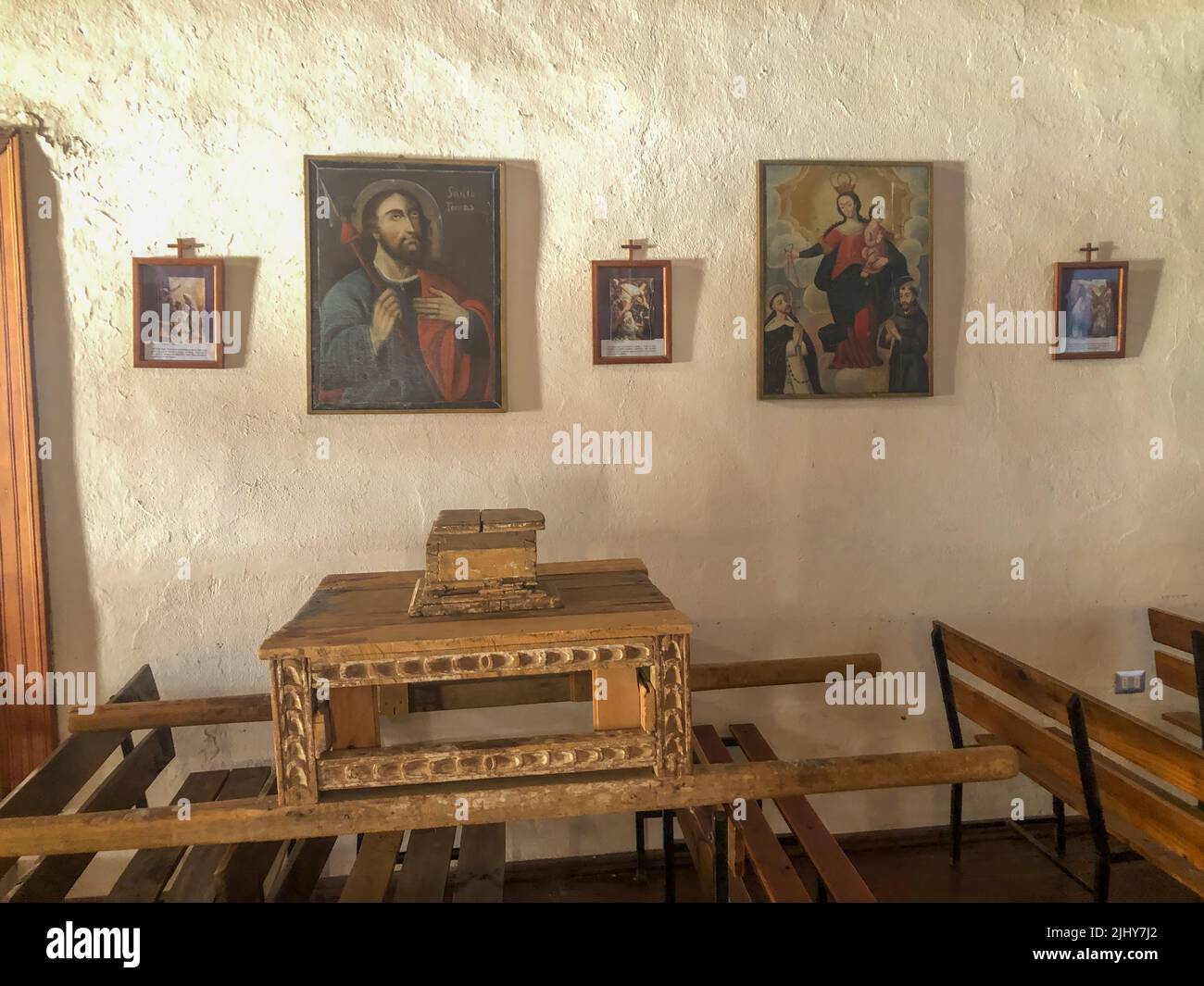 Antique religious art in the Saint Francis of Assisi Church in Socoroma ...
