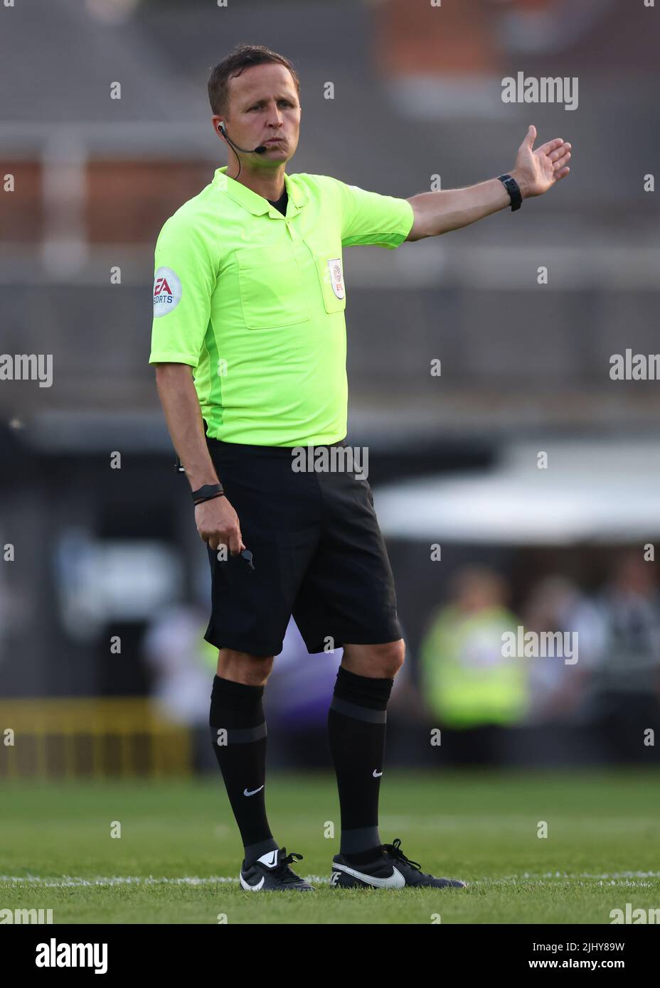 Cleethorpes, England, 19th July 2022. The referee David Webb reacts ...
