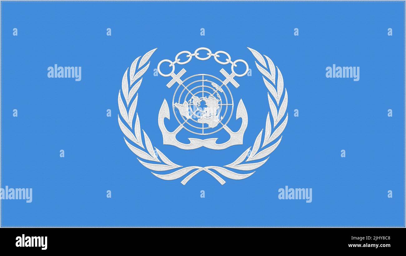 IMO - International Maritime Organization embroidery flag. Emblem ...