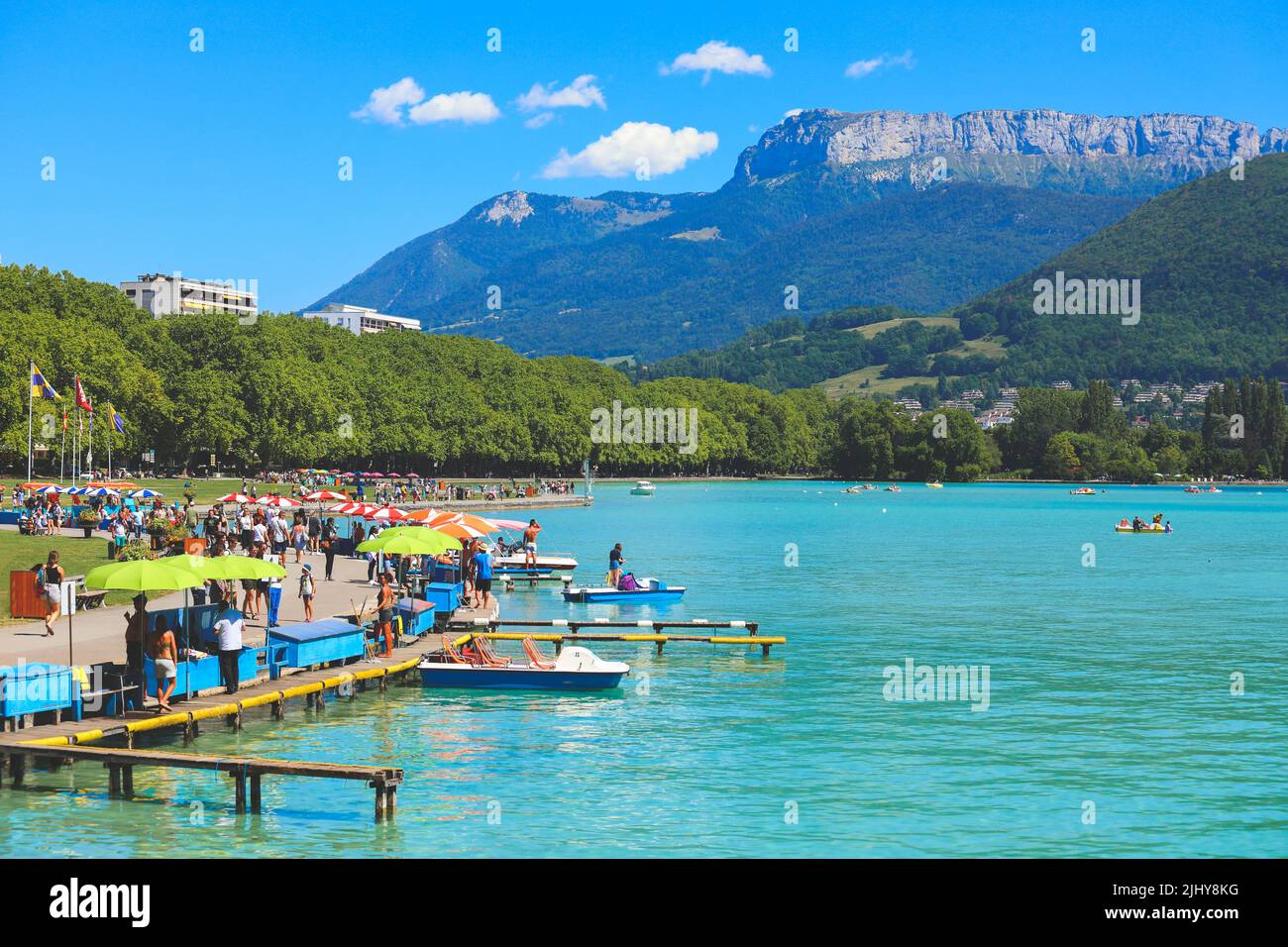 Annecy, France, - August, 20, 2020: View of Lake Annecy in France. Lake ...