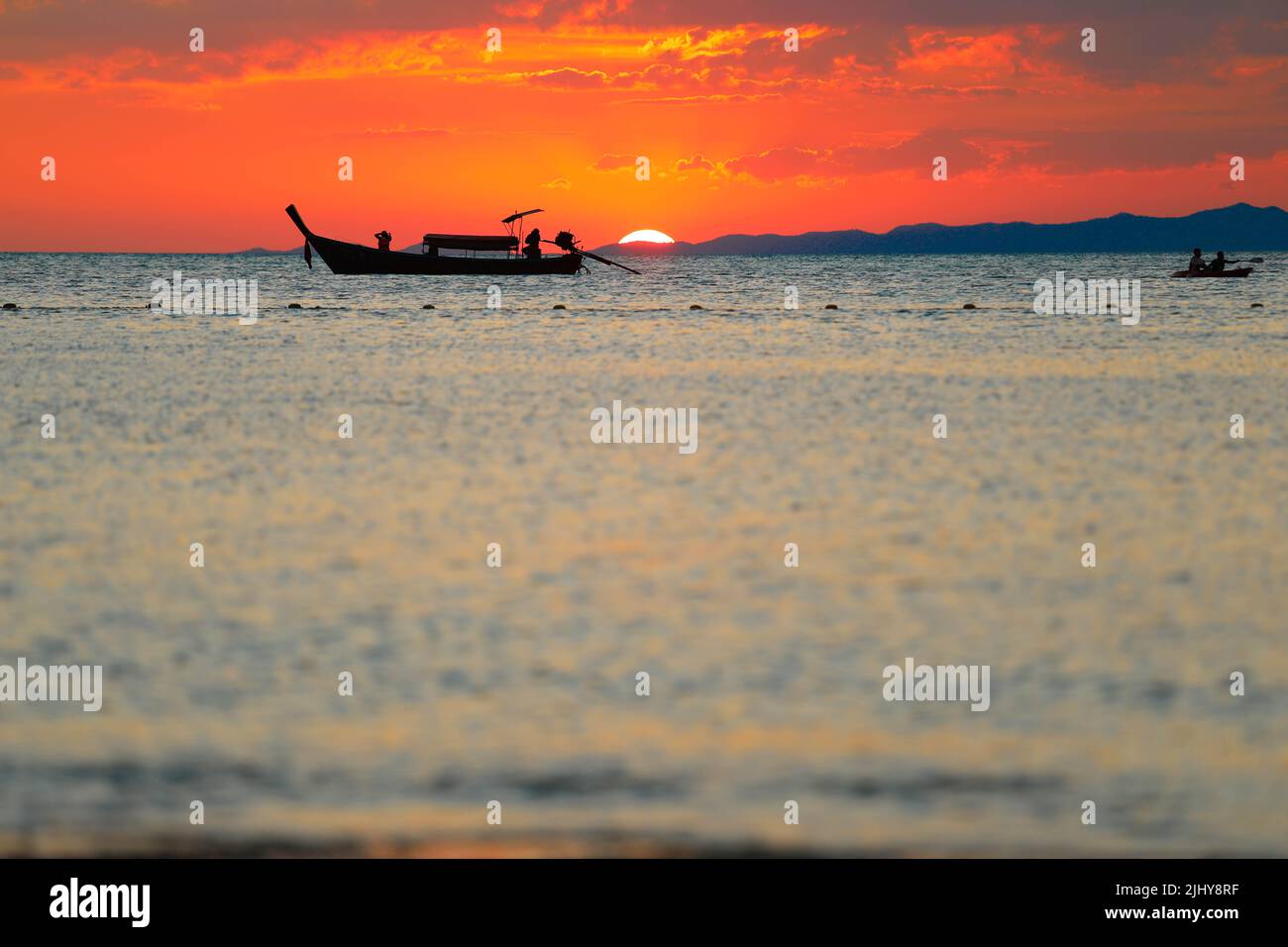 Selective focus on sun during sunrise or sunset, nature background ...