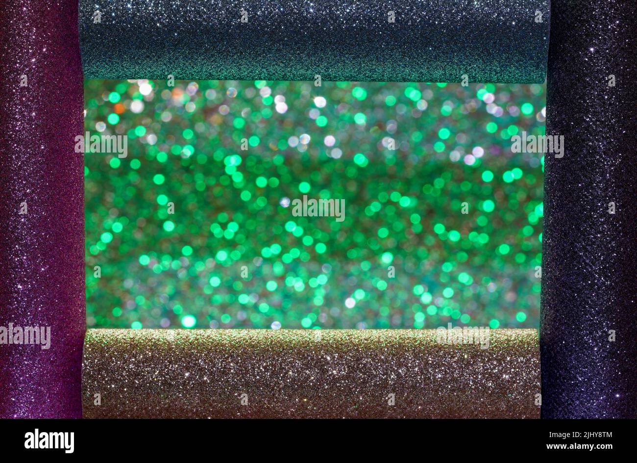 The frame printed with sparkling stones with shiny blurred background ...