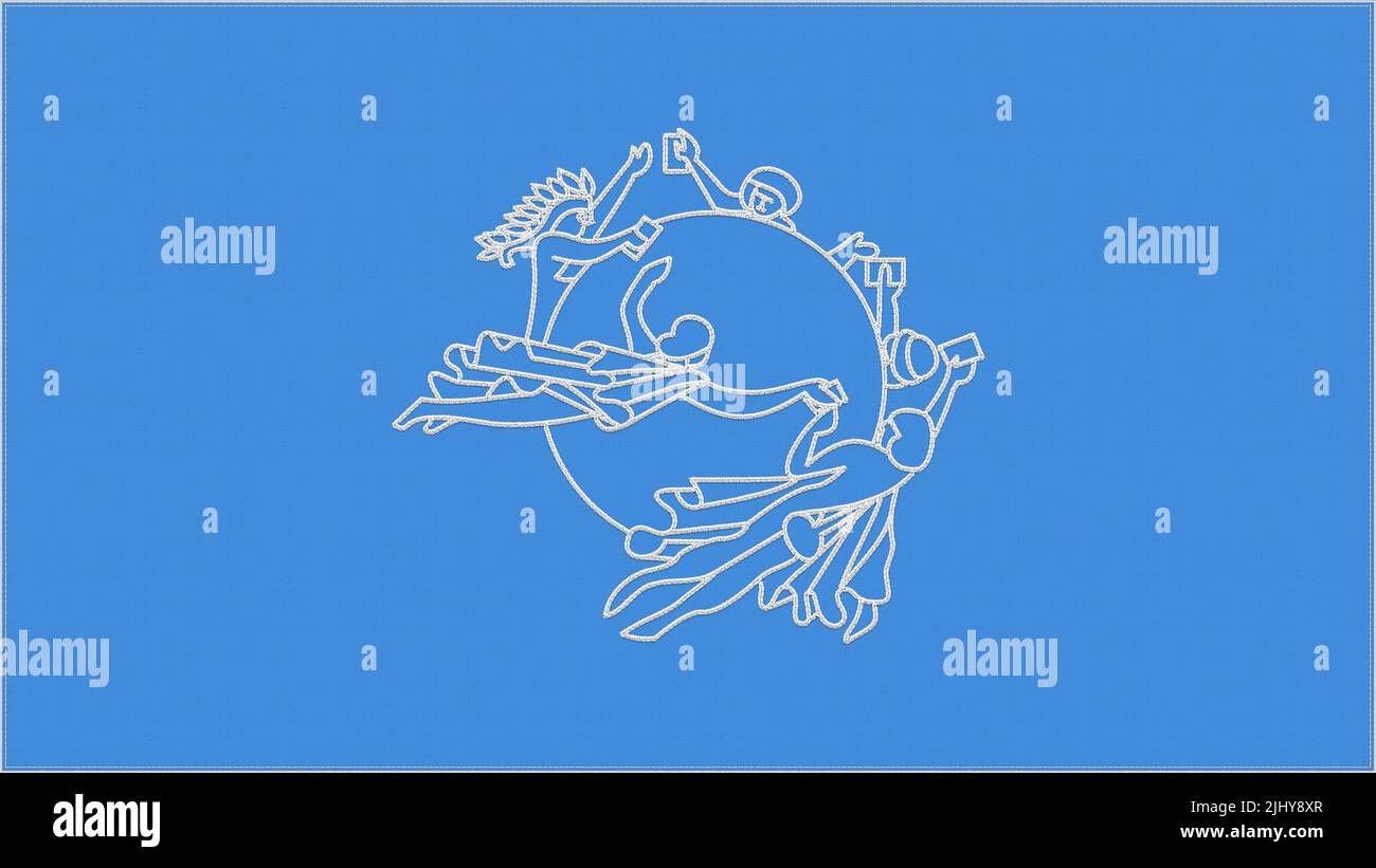 UPU - Universal Postal Union embroidery flag. Emblem stitched fabric ...