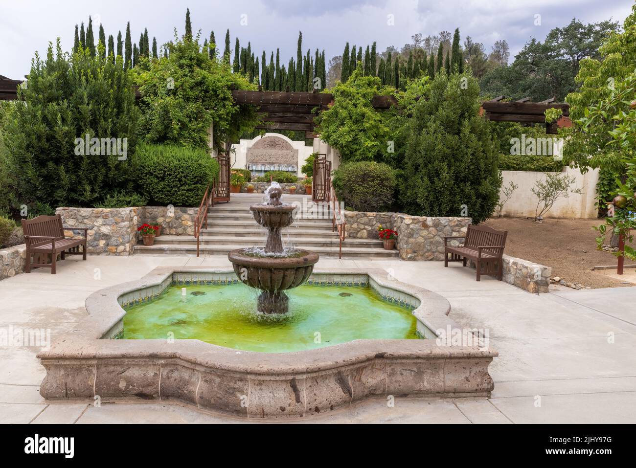 Fountain in the garden, Cesar E. Chávez National Monument, California ...