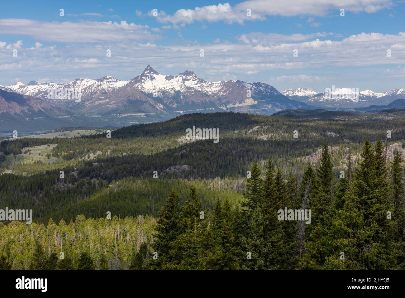 View of Pilot Peak and Index Peak in the Absaroka Range as seen from an ...