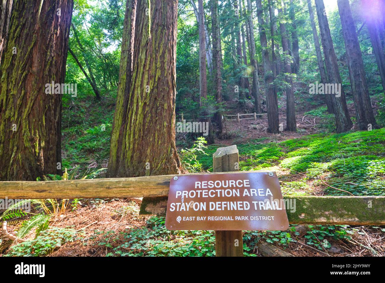 A warning sign designating a Resource Protection Area of the forest ...