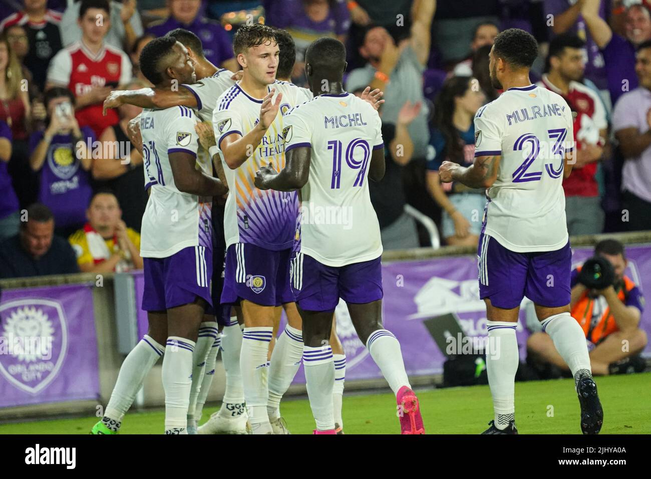 Orlando, Florida, USA, July 20, 2022, Orlando City players celebrate ...