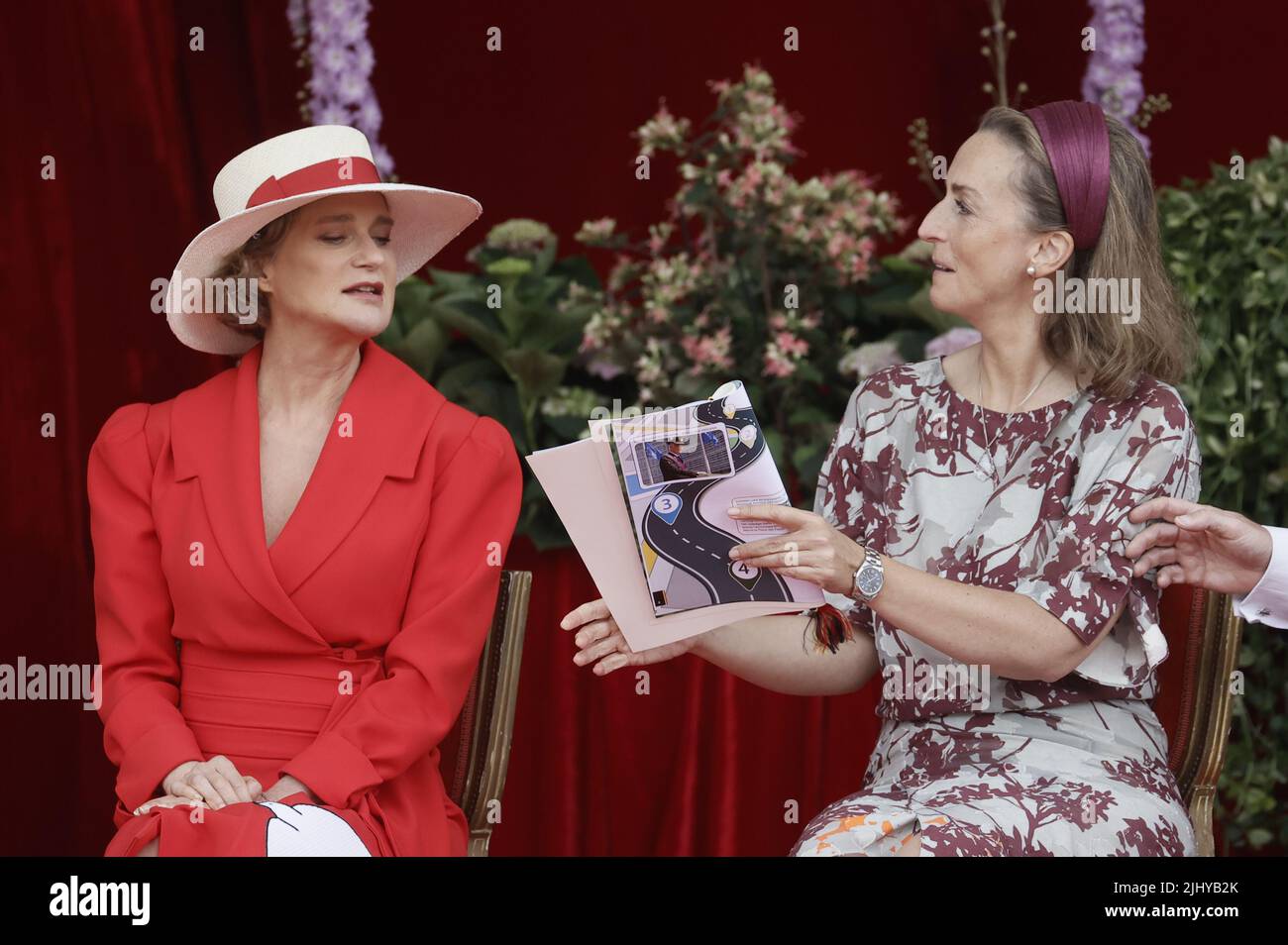 Princess Delphine and Princess Claire of Belgium pictured during the ...