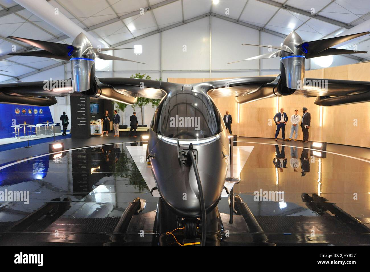 A Vertical Aerospace VX4 eVTOL prototype aircraft on display in the ...