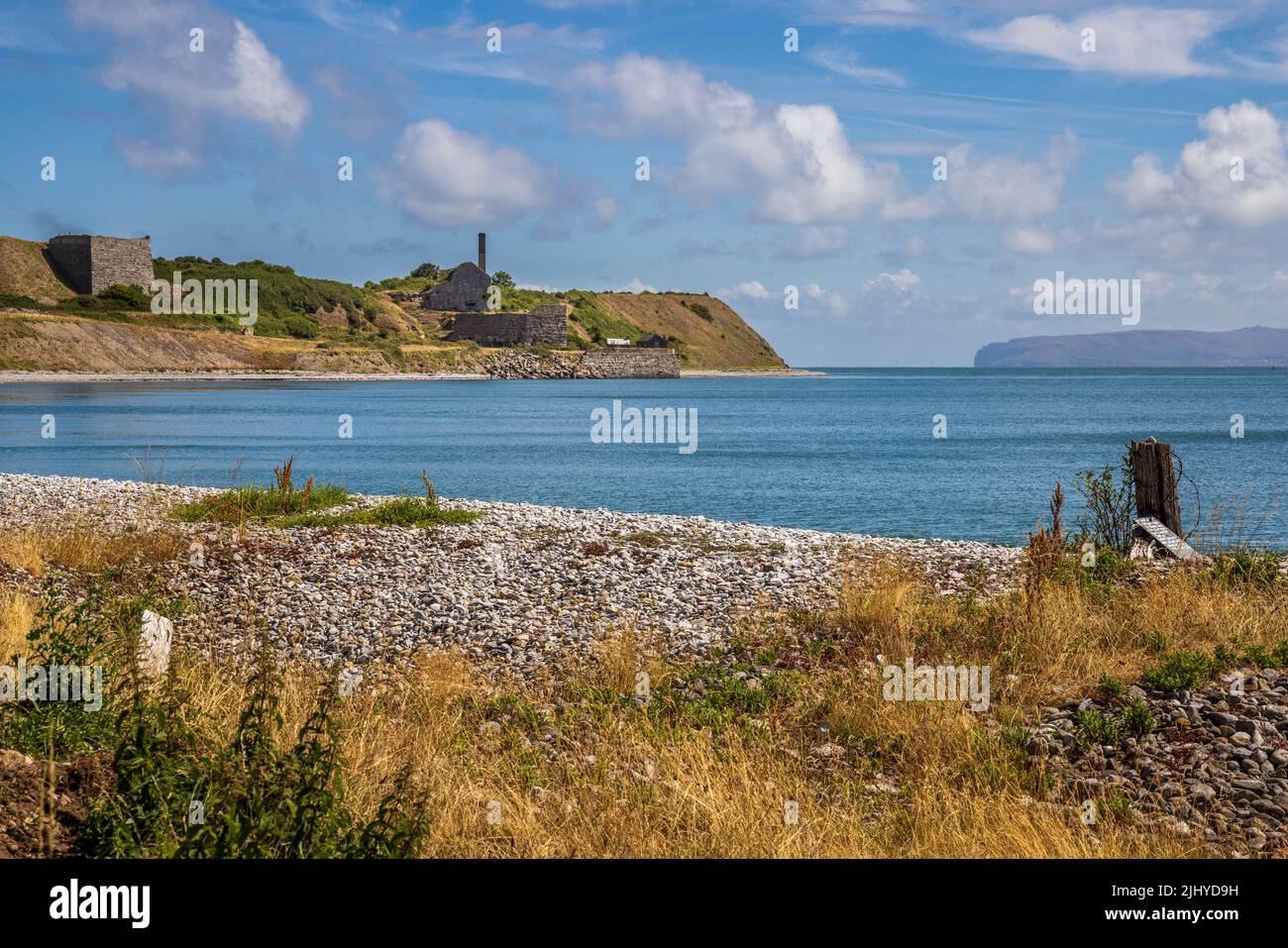 The disused Penmon Quarry on the Menai Strait, Isle of Anglesey, North ...