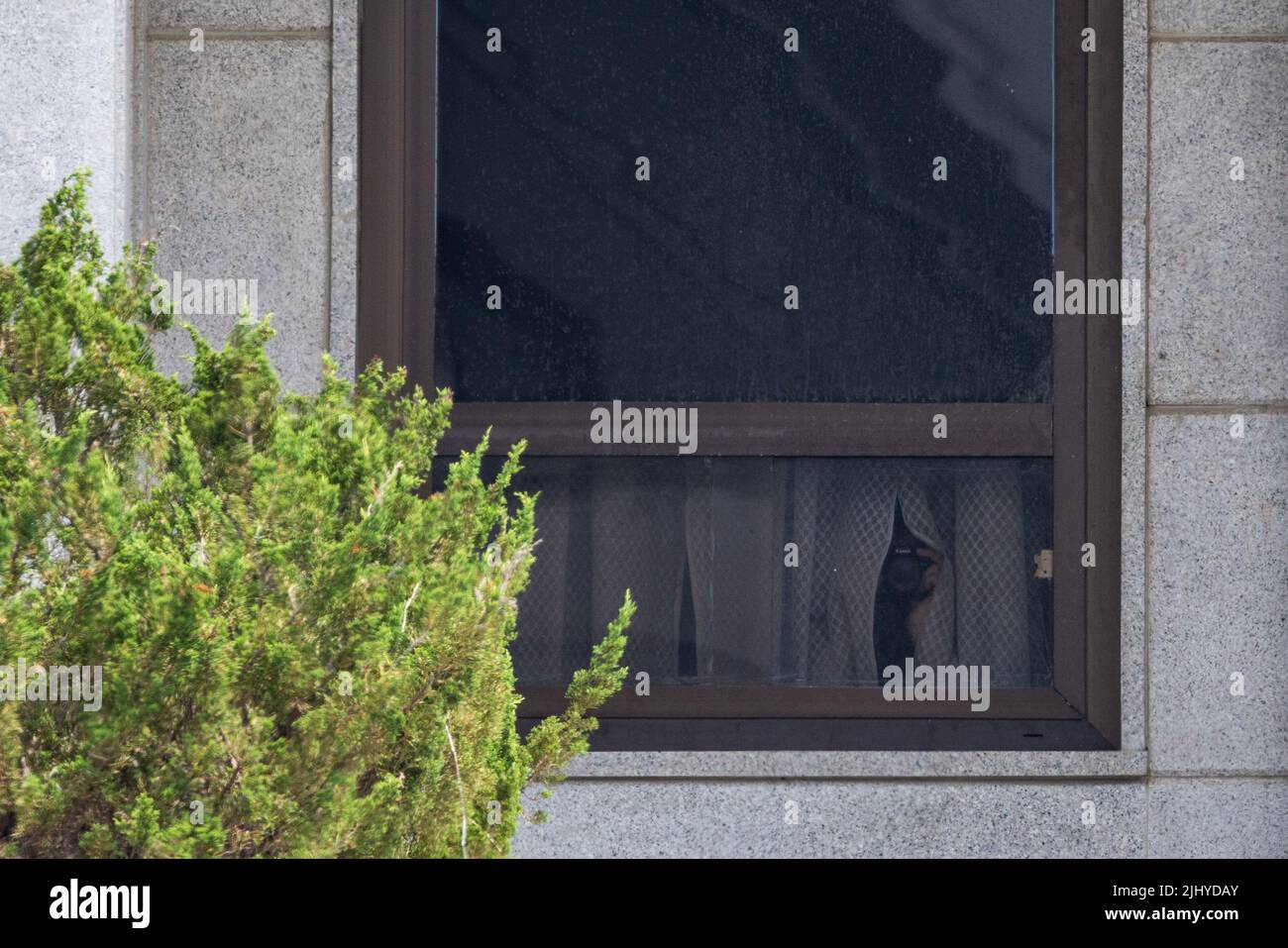19 July 2022- Panmunjom, South Korea : A North Korean solider takes a ...