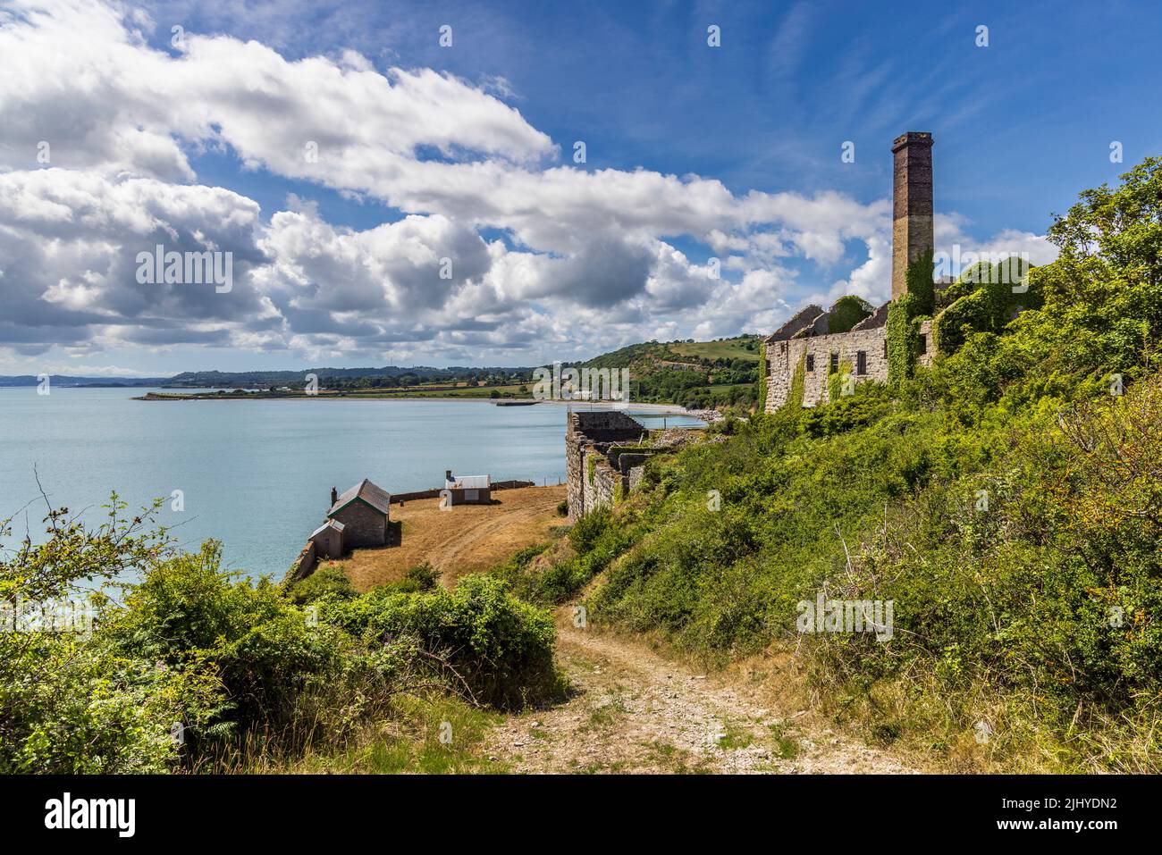 The disused Penmon Quarry buildings on the Menai Strait, Isle of ...