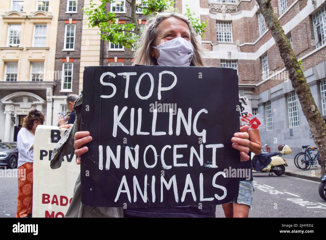 Stop killing animals placard hi-res stock photography and images - Alamy