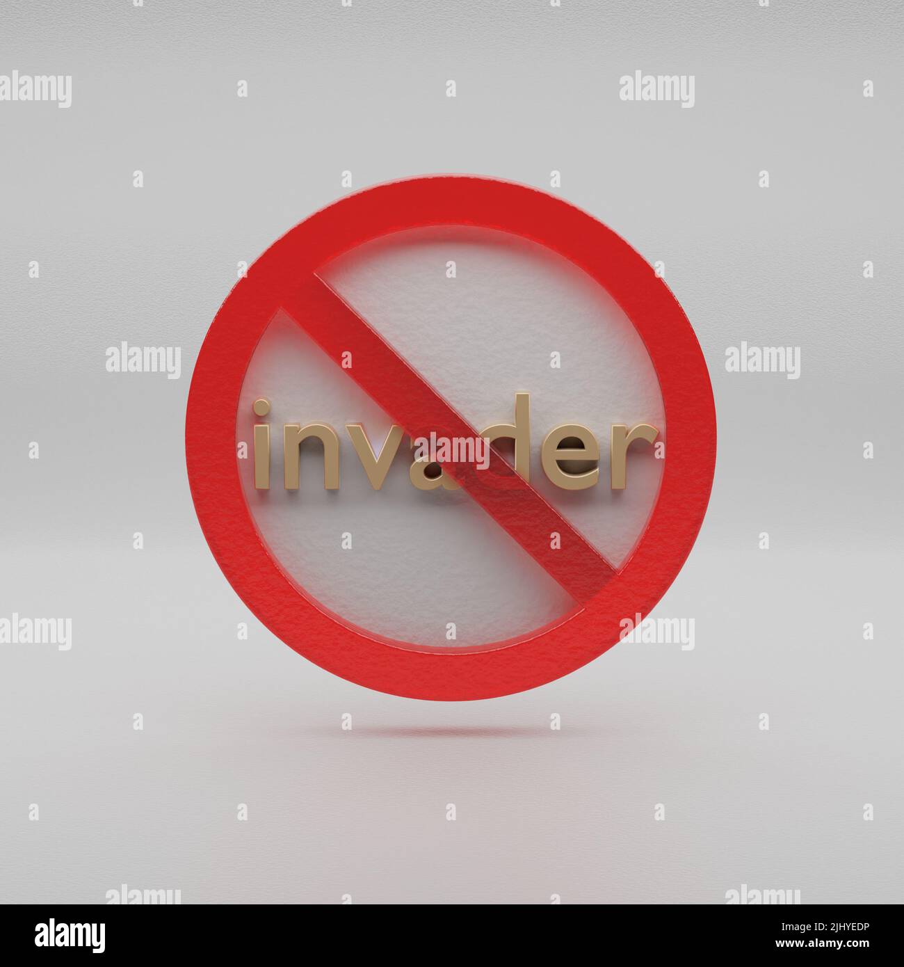 Beautiful abstract illustration invader Forbidden, prohibiting sign ...