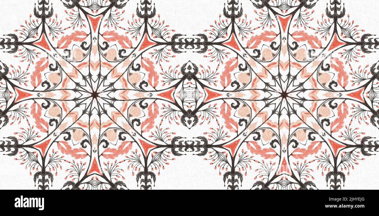 Modern boho geometric floral quilt style seamless border pattern ...