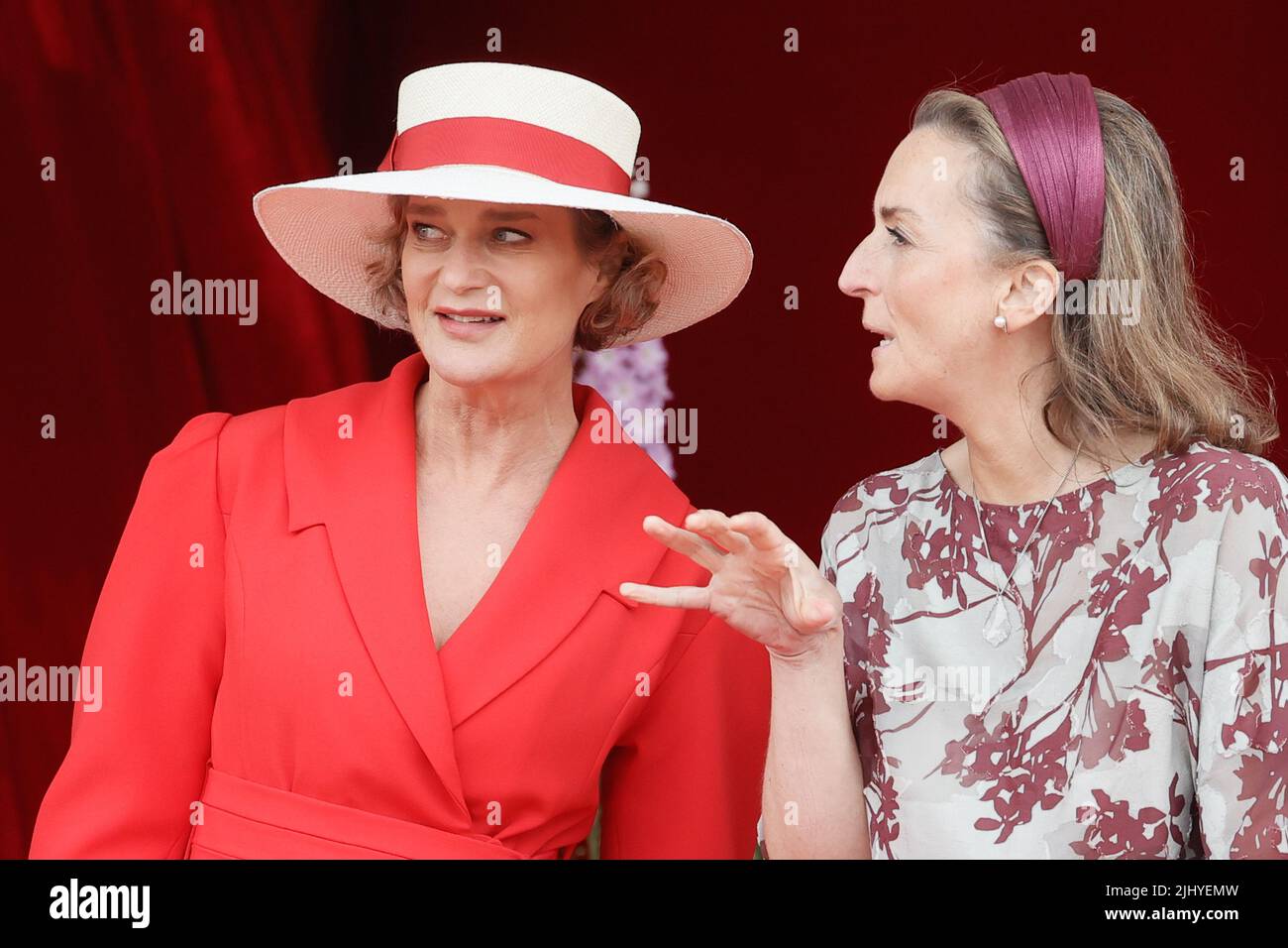 Princess Delphine and Princess Claire of Belgium pictured during the ...