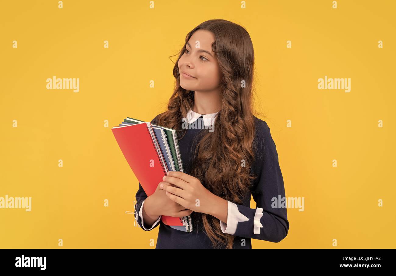 teen girl ready to study. happy childhood. positive kid going to do ...