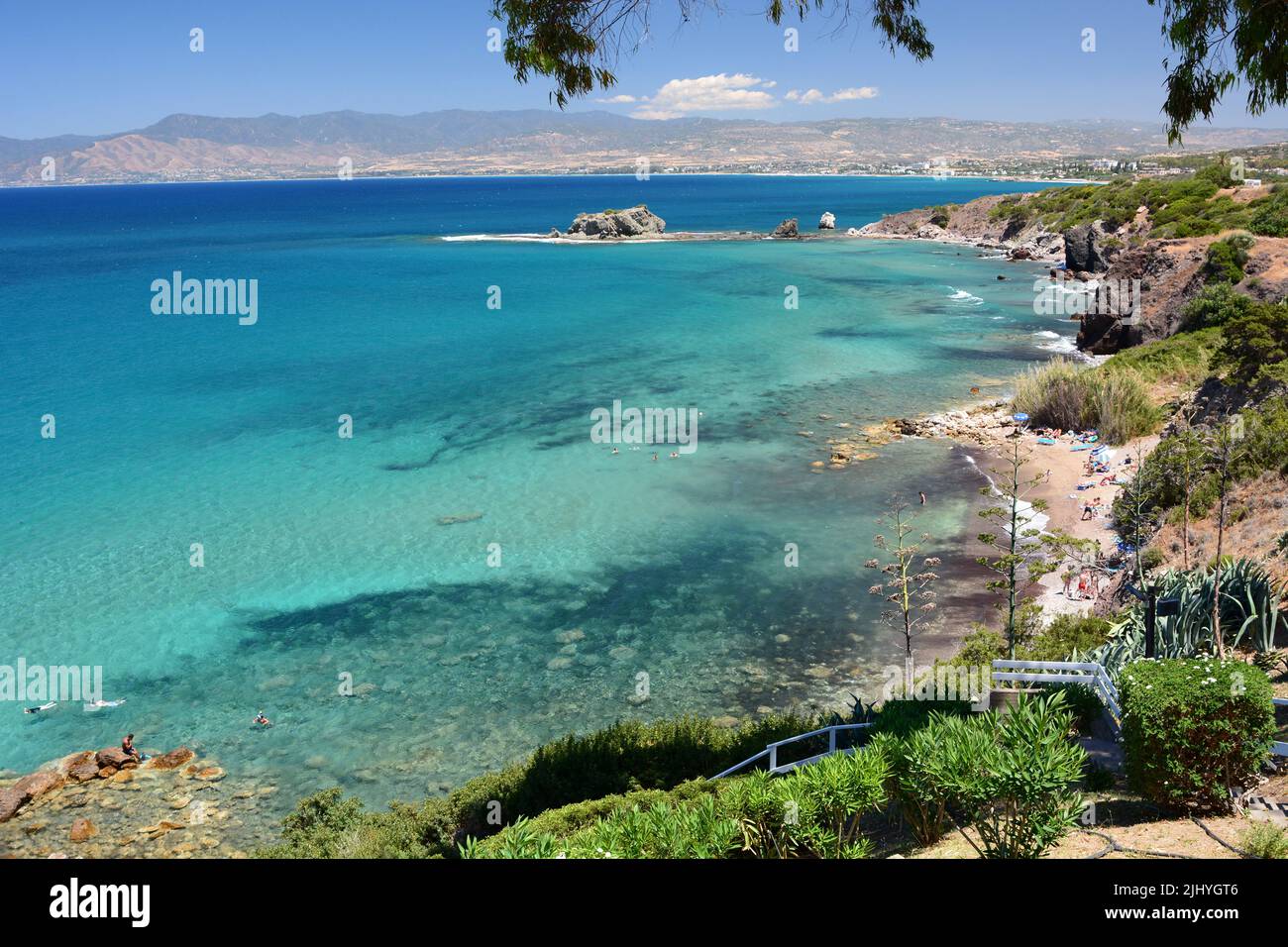 The coastline at the Baths of Aphrodite beach. Neo Chorio. Akamas ...