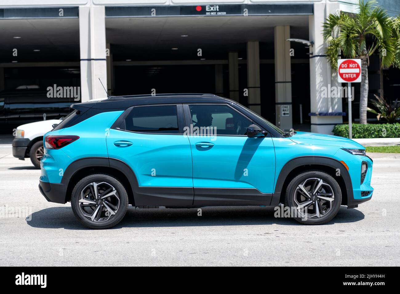 Miami Beach, Florida USA - April 15, 2021: blue chevrolet trailblazer ...