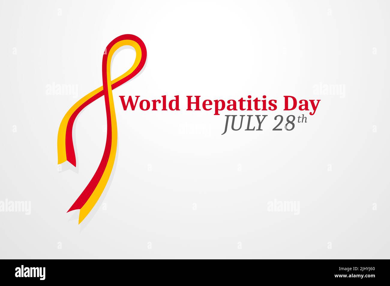 World Hepatitis Day Card on white background. Red, Yellow ribbon Stock ...