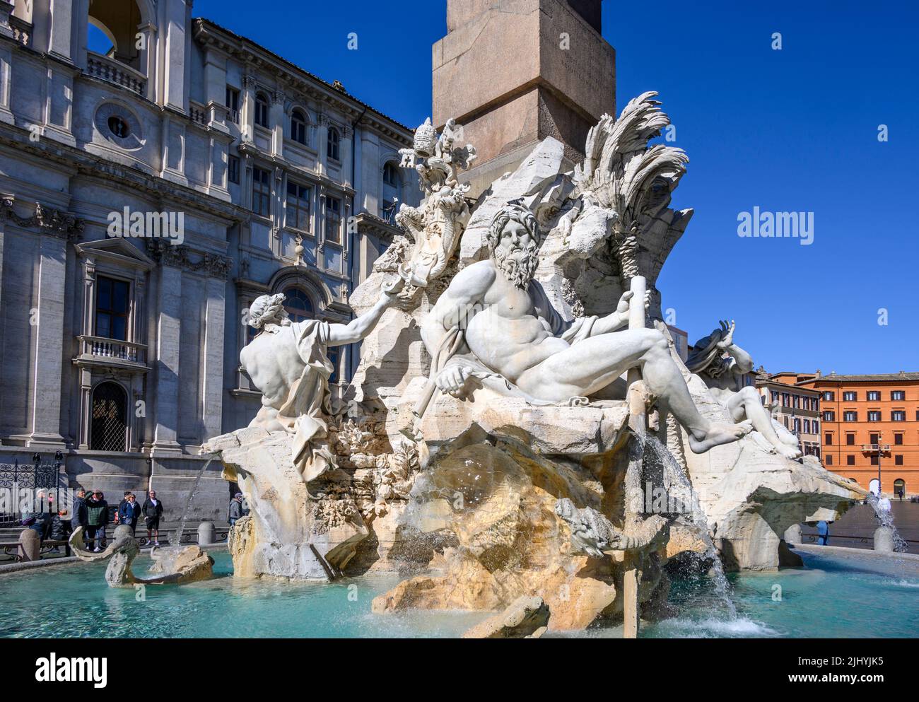Fontana dei Quattro Fiumi (Fountain of the Four Rivers), designed by ...